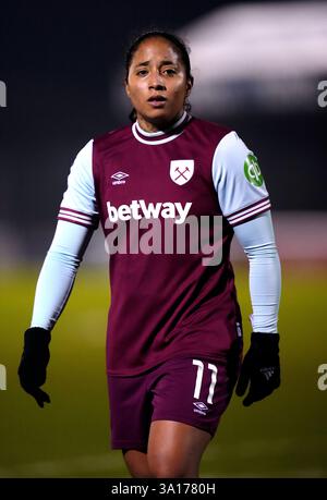 Manuela Pavi, of West Ham United Women, celebrates her goal with Yu ...