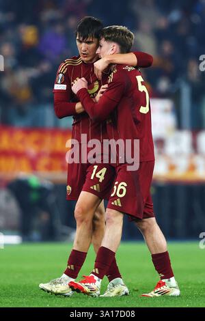 Eldor Shomurodov of A.S. Roma celebrates after scoring the goal to make ...