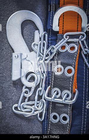 Construction safety strap on black background maintenance concept Stock ...