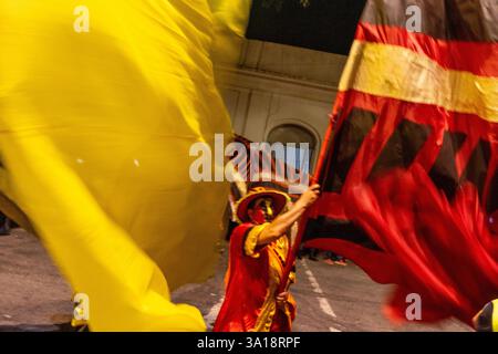 Drummers and dancers from 'comparsas' groups celebrating the ...