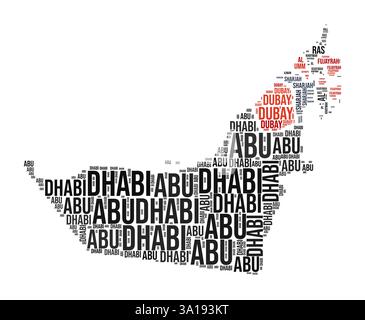 UAE country shape word cloud. Typography style country illustration ...