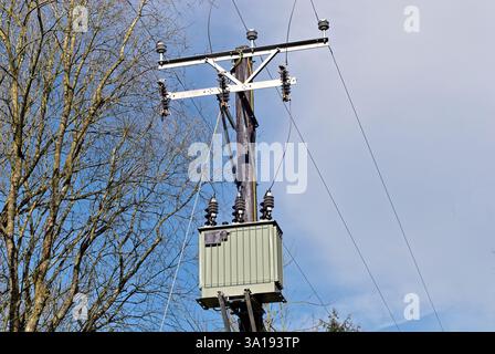 New 11KV 3 phase pole with transformer Stock Photo - Alamy