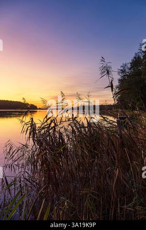 Sunrise On Lake Plau In The Town Of Plau Am See Stock Photo - Alamy