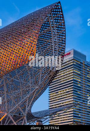 Spain Barcelona The 'El Peix' fish sculpture was designed by Frank ...