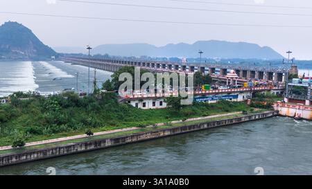 Vijayawada, INDIA -October 30, 2022 : Aerial view of historic Prakasam ...