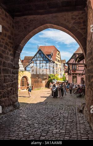 The main street with the Dolder Tower (city gate) in the medieval town ...