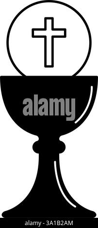 Communion sacrament illustration. Chalice with Eucharist bread and ...