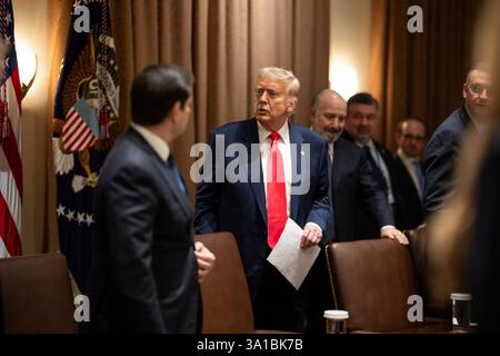Secretary of State Marco Rubio speaks during a cabinet meeting at the ...