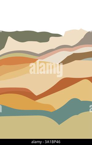 Death Valley National Park illustration. Rocky Desert landscape ...