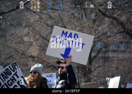 Demonstrators at a Stand Up For Science rally in Washington Square Park ...