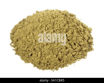 Hemp seed powder. Raw organic hemp protein powder isolated on white ...