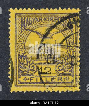 HUNGARY - CIRCA 1900: a stamp printed in Hungary shows falcon, crown ...