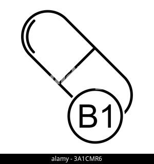 Vitamin B1 icon, healthy medicine pill supplement symbol, complex ...