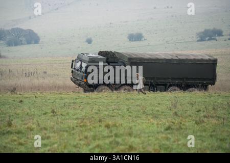 British army MAN HX77 SV 8x8 EPLS Heavy Utility Truck in action on a ...