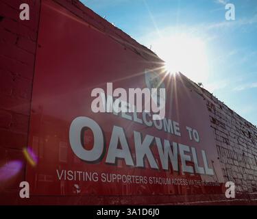 General view GV of a Welcome to Barnsley Metropolitan Borough street ...