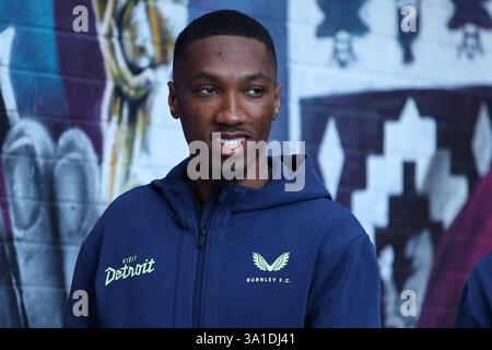 Jaidon Anthony of Burnley arrives ahead of the Premier League match ...