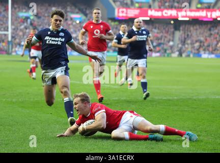 Wales's Blair Murray scores their side's first try of the game during ...