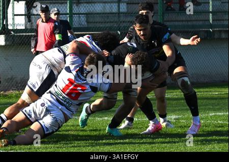 Padova, Italy. 08th Mar, 2025. Try of Leonardo Sarto ( Mogliano Rugby ...