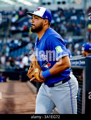 Toronto Blue Jays' Anthony Santander stands on the field during the ...