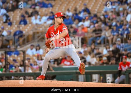Cincinnati Reds pitcher Chase Petty throws during the second baseball ...