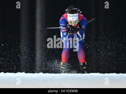 Lou Jeanmonnot from France competes in the Biathlon women's World Cup ...