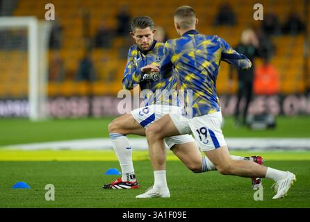 James Tarkowski of Everton warms up during the Everton FC v Mansfield ...