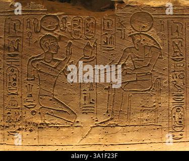 Abou Simbel interior wall cravings in Aswan showing offering rituals ...