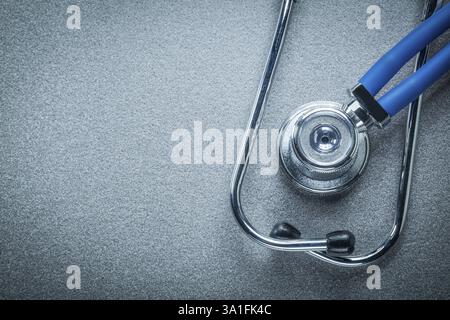 Medical stethoscope on grey background top view Stock Photo - Alamy