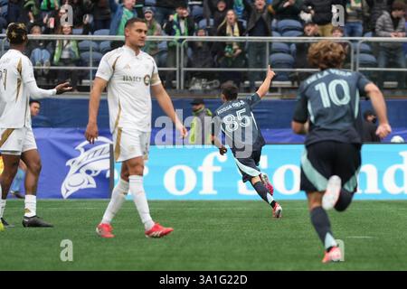 Seattle Sounders FC midfielder Kalani Kossa-Rienzi (85) enters the ...