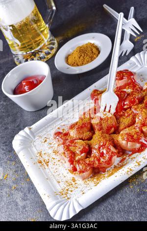Curry bockwurst with beer Stock Photo - Alamy