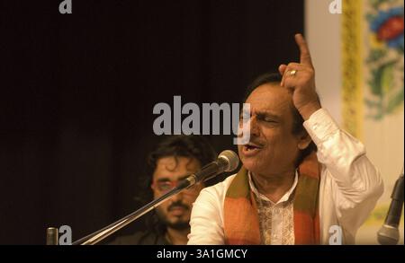 South Asian Indian ghazal singer Ghulam Ali performing in Mumbai Bombay ...