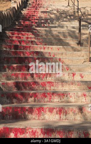 Steps at Jivdani Mandir temple on top of the hill, Bombay now Mumbai ...