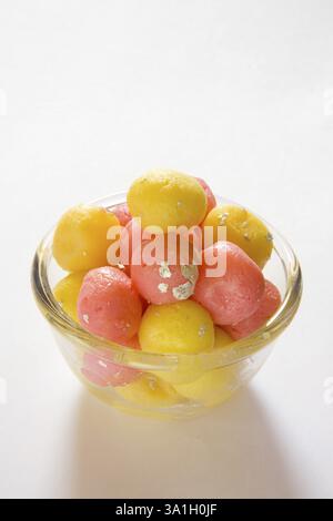 Indian food ; sweet dessert angoor Bengali mithai bonbon small ball ...