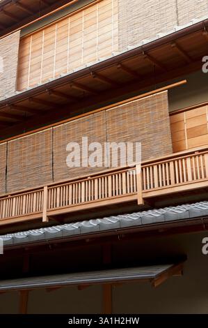 Bamboo window shade called "sudare" common at "machiya" (Kyoto ...