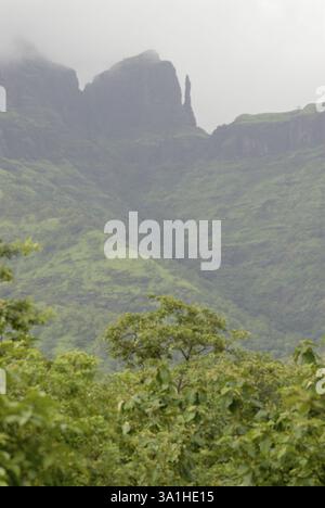 Part of mountain and fort name mahuli in monsoon, district Thane ...