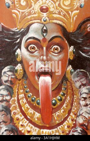 Very angry frightening face goddess Durga painting museum thousand ...