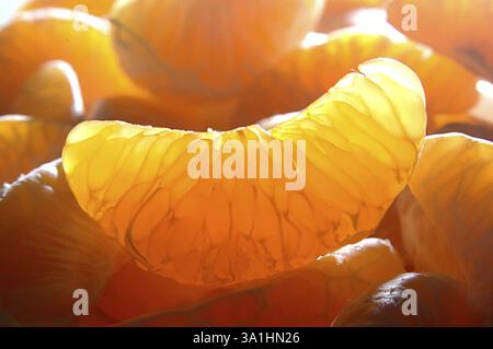 Fruit, Orange (Citrus reticulata, Clementin, Rutaceae) skin peeled ...