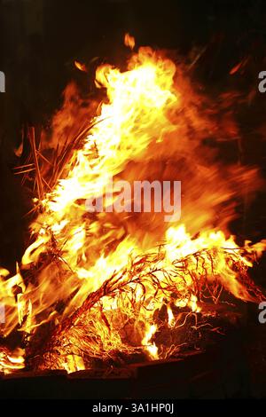 Flames of Holika Dahan fire festival, India, Asia Stock Photo - Alamy
