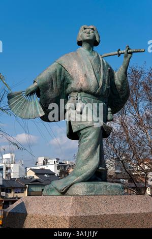 Plaque of kabuki dance founder, Izumo no Okuni, entertainer and shrine ...