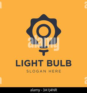 A digital simple illustration of a light bulb on a brown background ...