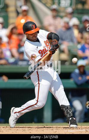 Baltimore Orioles' Ramón Laureano (12) hits an RBI double in the 10th ...