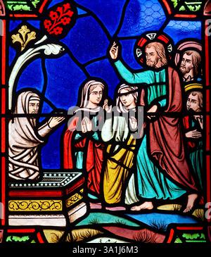 Loris, FRANCE - 01-27-2025: Stained glass (19th century) of Jesus ...