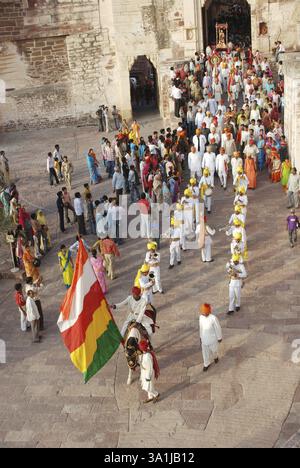 Procession of raj Gangaur (Royal Gangaur) inside Mehrangarh fort ...