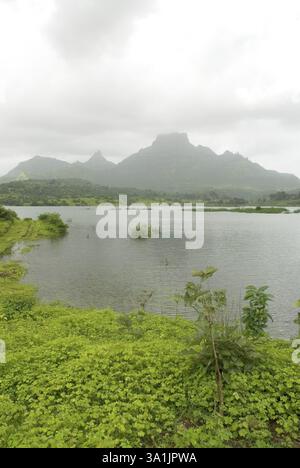 Landscape in monsoon and mountain chanderi at Panvel, district Raigadh ...
