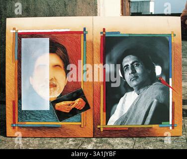 Painting of Amitabh Bachchan at a show on his 63rd exhibition at JW ...