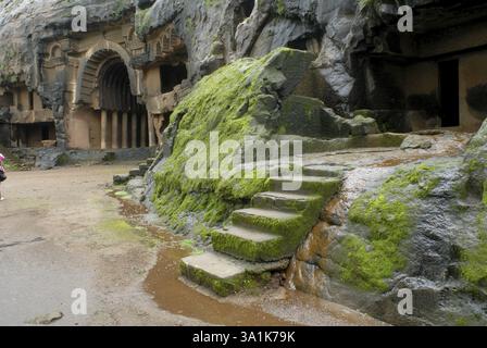 Numerous small resting chambers or cells for monks in Bedsa caves ...