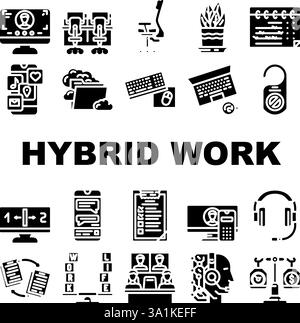 hybrid work model remote icons set vector Stock Vector Image & Art - Alamy