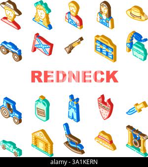 redneck country southern rural icons set vector Stock Vector Image ...
