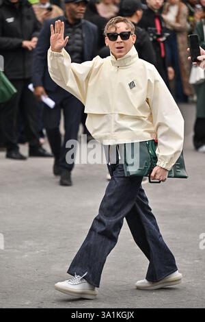 Eddy De Pretto arriving at the Lacoste show during Fashion Week in ...