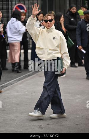 Eddy De Pretto arriving at the Lacoste show during Fashion Week in ...
